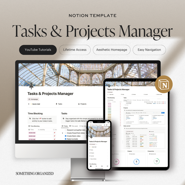 Notion Tasks & Projects Manager – Something Organized
